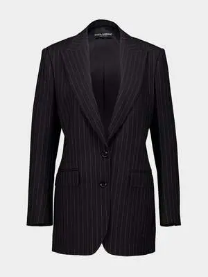 Dolce & Gabbana Single-breasted Pinstripe Wool Jacket - Black