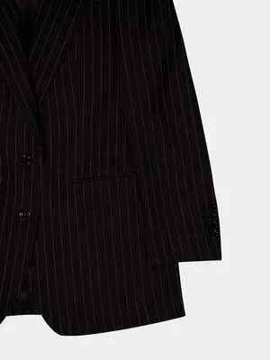 Dolce & Gabbana Single-breasted Pinstripe Wool Jacket - Black