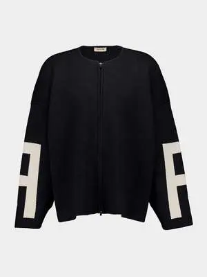Fear Of God Melange Merino Wool Full Zip Sweater - Black