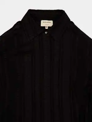 Zeus+dione Off-shoulder Textured Silk Shirt