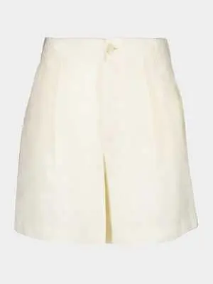 120% Lino Linen Casual Fit Shorts - Cream