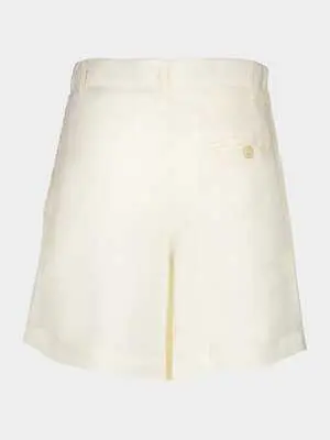120% Lino Linen Casual Fit Shorts - Cream