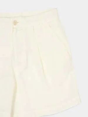 120% Lino Linen Casual Fit Shorts - Cream