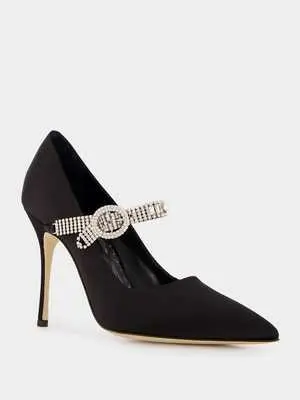 Manolo Blahnik Satin Pumps With Crystal Strap