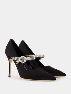 Manolo Blahnik Satin Pumps With Crystal Strap