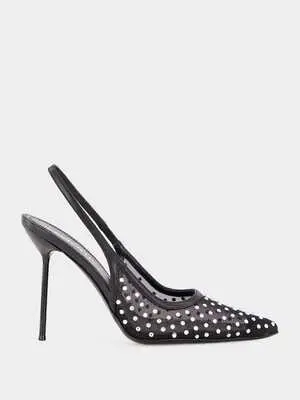 Paris Texas Lidia Crystal Slingbacks Black