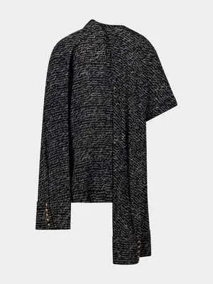 Balmain Script Print Silk Blouse