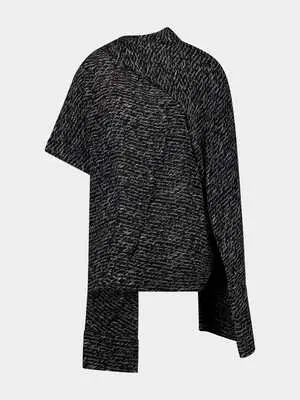 Balmain Script Print Silk Blouse - Black