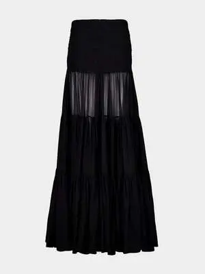 Saint Laurent Ruffled Maxi Skirt - Black