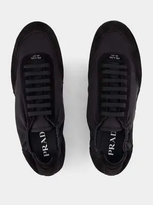 Prada Leather Lace-up Sneakers - Black