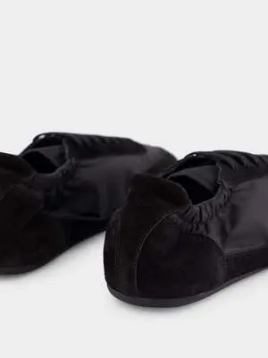 Prada Leather Lace-up Sneakers - Black