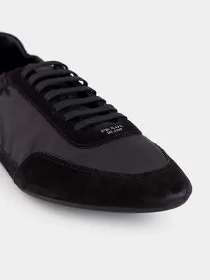 Prada Leather Lace-up Sneakers - Black