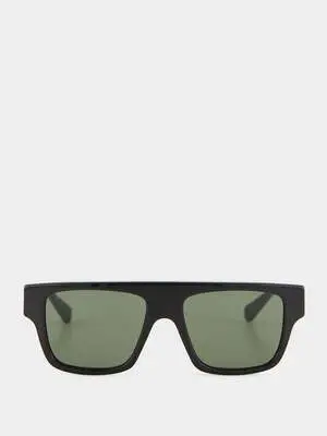 Gucci Web Detail Rectangular Gg Sunglasses - Black