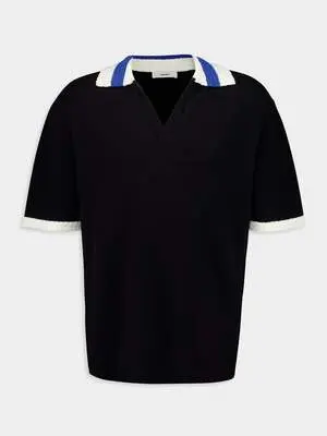 Commas Hand-crochet Collar Polo - Black