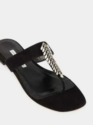 Manolo Blahnik Bizaba Suede Flat Sandals