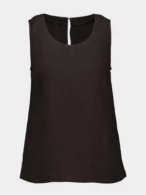 120% Lino Sleeveless Linen Top - Black
