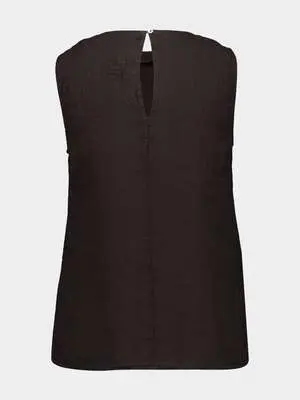 120% Lino Sleeveless Linen Top - Black