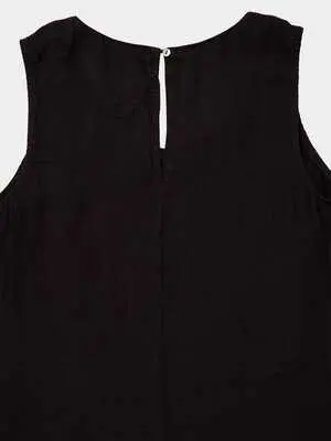 120% Lino Sleeveless Linen Top - Black