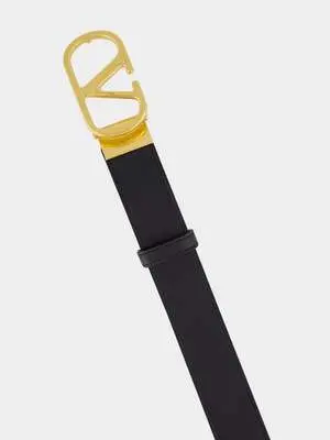 Valentino Garavani Reversible Leather Vlogo Belt - Cream