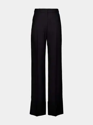Valentino Garavani Tailored Woven Silk Wide Leg Trousers - Black