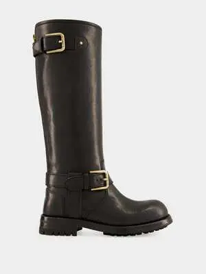 Dolce & Gabbana Calfskin Biker Boots - Black