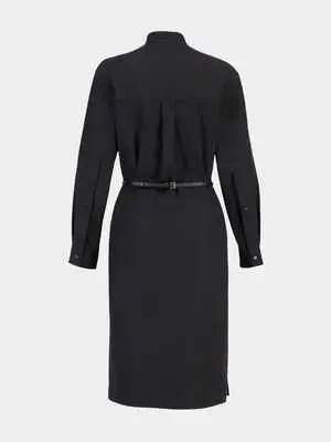 Gucci Cotton Poplin Shirt Dress With Horsebit Belt - Black