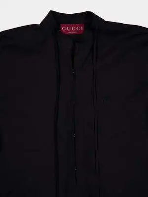 Gucci Cotton Poplin Shirt Dress With Horsebit Belt - Black