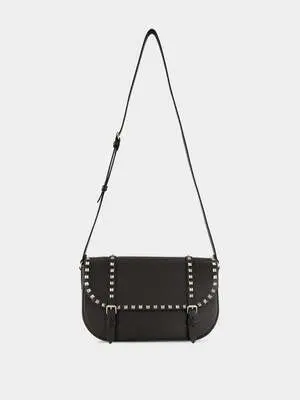 Valentino Garavani Rockstud Leather Messenger Bag - Black
