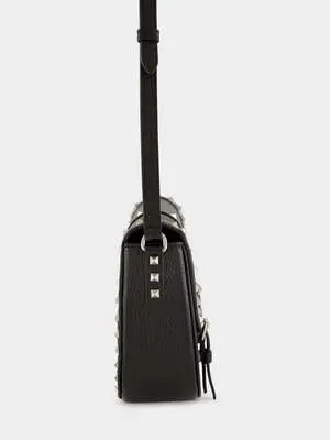 Valentino Garavani Rockstud Leather Messenger Bag - Black