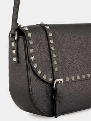 Valentino Garavani Rockstud Leather Messenger Bag - Black