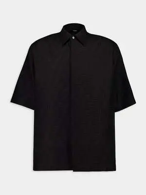 Fendi Linen Ff Jacquard Oversize Shirt - Black