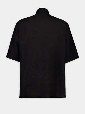 Fendi Linen Ff Jacquard Oversize Shirt - Black