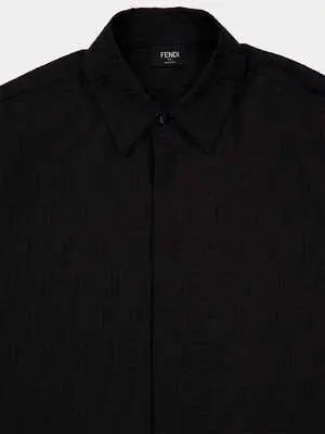 Fendi Linen Ff Jacquard Oversize Shirt - Black