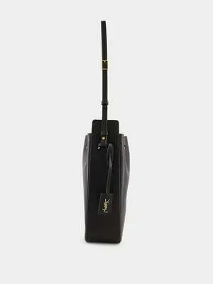 Saint Laurent Leather Large Bucket Bag With Cassandre Charm - Black