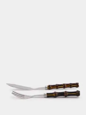 Sabre Paris Panda Dark Bamboo Fish Cutlery Set