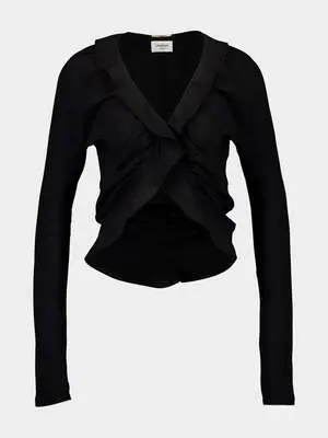 Saint Laurent Ruffled Silk Crepe De Chine Blouse - Black