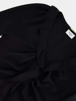 Saint Laurent Ruffled Silk Crepe De Chine Blouse - Black
