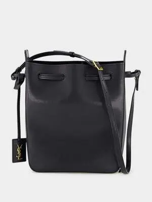 Saint Laurent Leather Bucket Bag With Cassandre Charm - Black