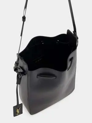Saint Laurent Leather Bucket Bag With Cassandre Charm