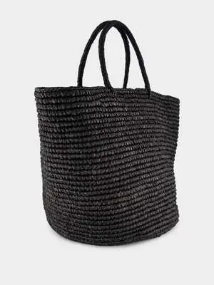 SENSI STUDIO Maxi Straw Tote - Black