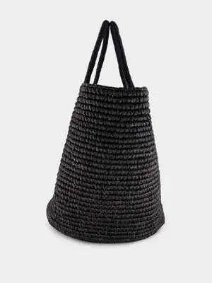 SENSI STUDIO Maxi Straw Tote - Black