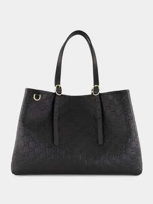 Gucci Gg Emblem Large Leather Tote