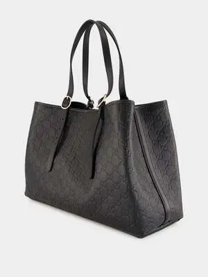 Gucci Gg Emblem Large Leather Tote