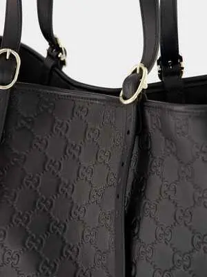 Gucci Gg Emblem Large Leather Tote