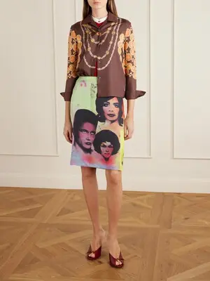 Versace Printed Silk Twill Shirt - Brown