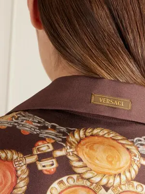 Versace Printed Silk Twill Shirt - Brown