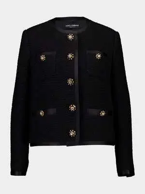 Dolce & Gabbana Cropped Single-breasted Bouclé Tweed Jacket