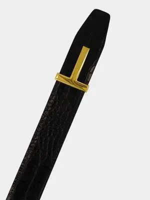 TOM FORD Crocodile-embossed Leather Belt
