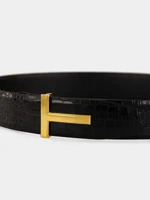 TOM FORD Crocodile-embossed Leather Belt