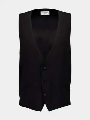 Saint Laurent Silk Crepe Muslin Buttoned Vest - Black